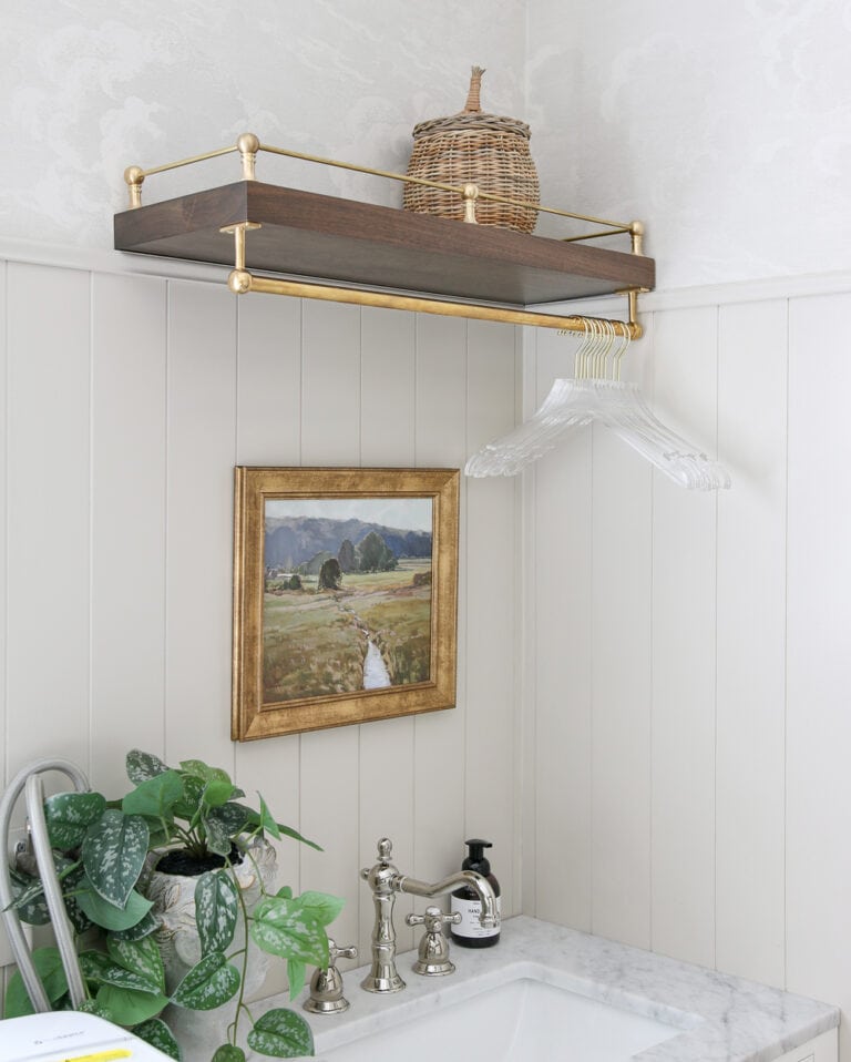 Easy DIY Brass Gallery Rail and Floating Shelf - Stefana Silber